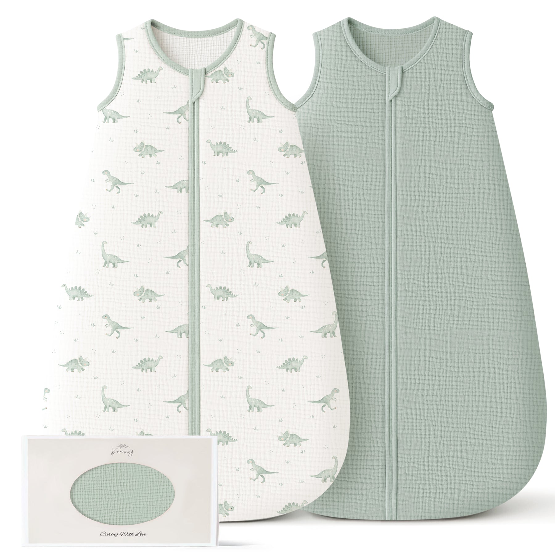 Konssy Muslin Baby Sleep Sack 6-12 Months 0.8 TOG, 2 Pack 100% Cotton ...